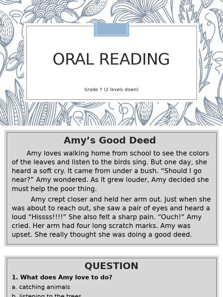 Oral Reading Grade 7 2 Levels Down | PDF