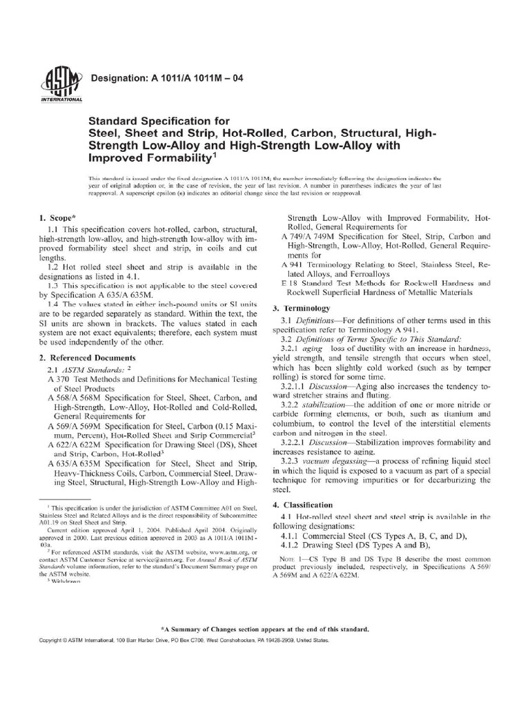 Astm A1011 | PDF