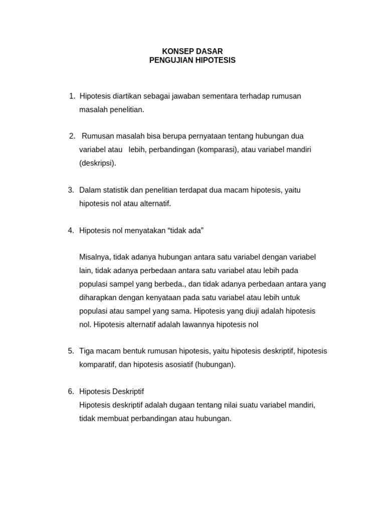 Contoh Hipotesis Deskriptif dalam Penelitian | PDF