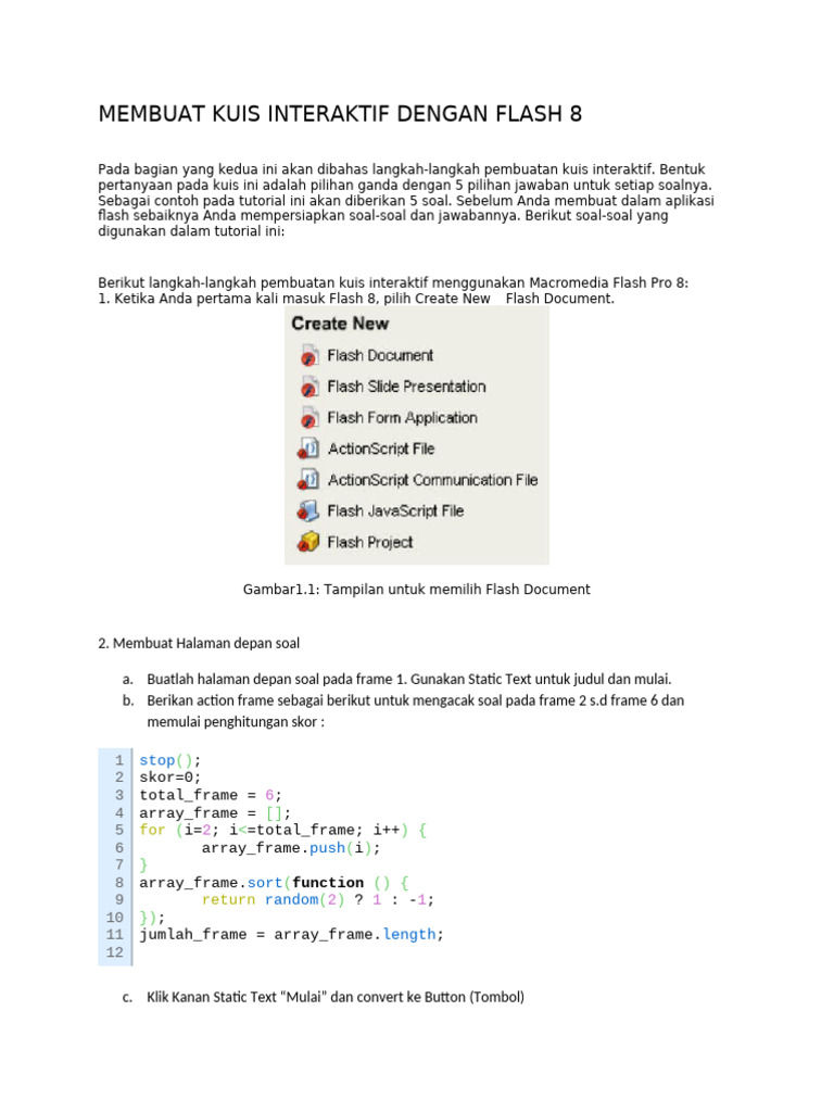 Membuat Kuis Interaktif Dengan Flash 8 Herry | PDF