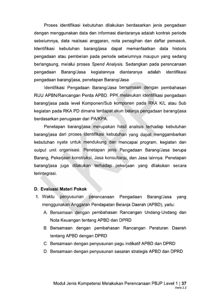Modul 3 Perencanaan PBJ | PDF