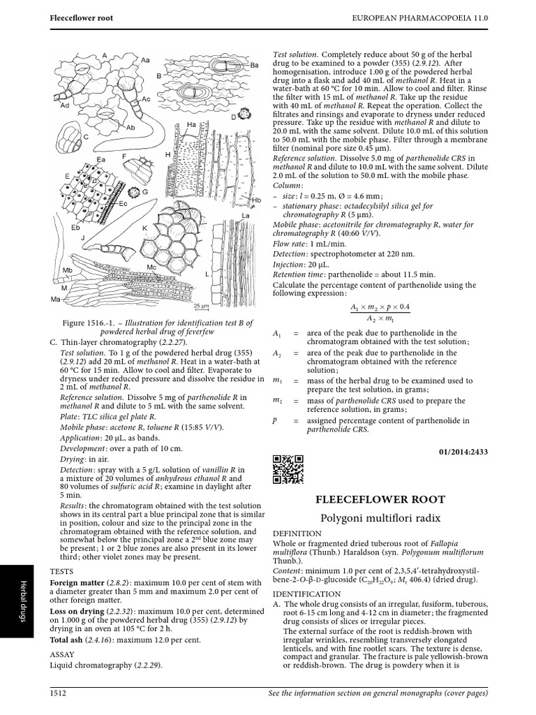 Fleeceflower Root Analysis Methods | PDF | Chromatography | Thin Layer ...