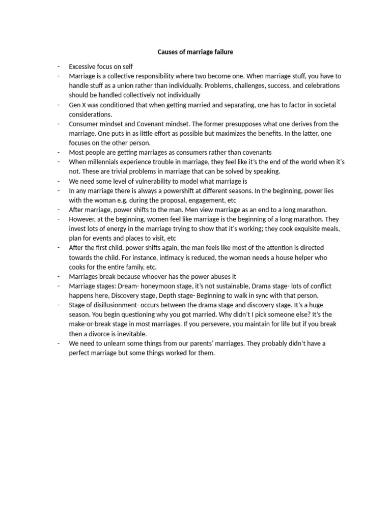 Causes of Marriage Failure | PDF