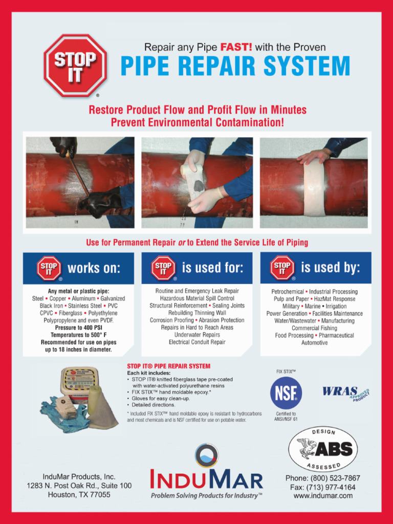 Indumar Stop IT Pipe Repair System | PDF
