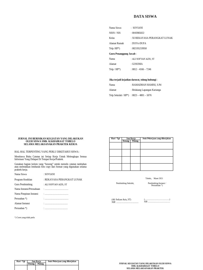 Buku Jurnal Kegiatan RPL | PDF