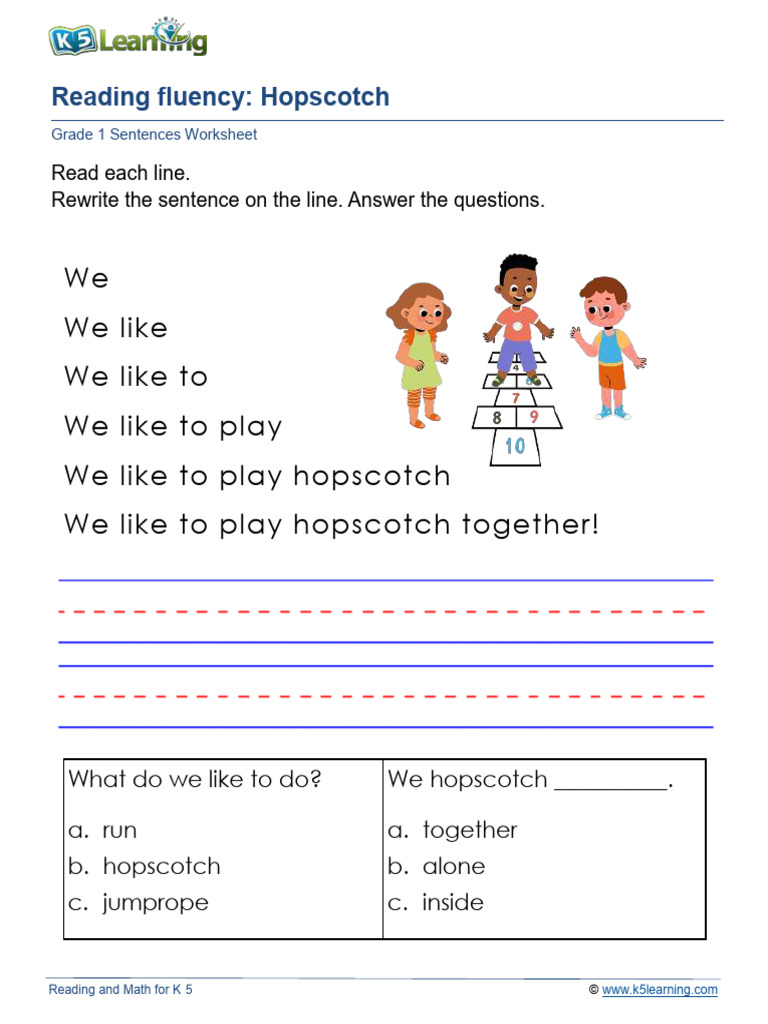 Grade 1 Sentences Reading Fluency B | PDF