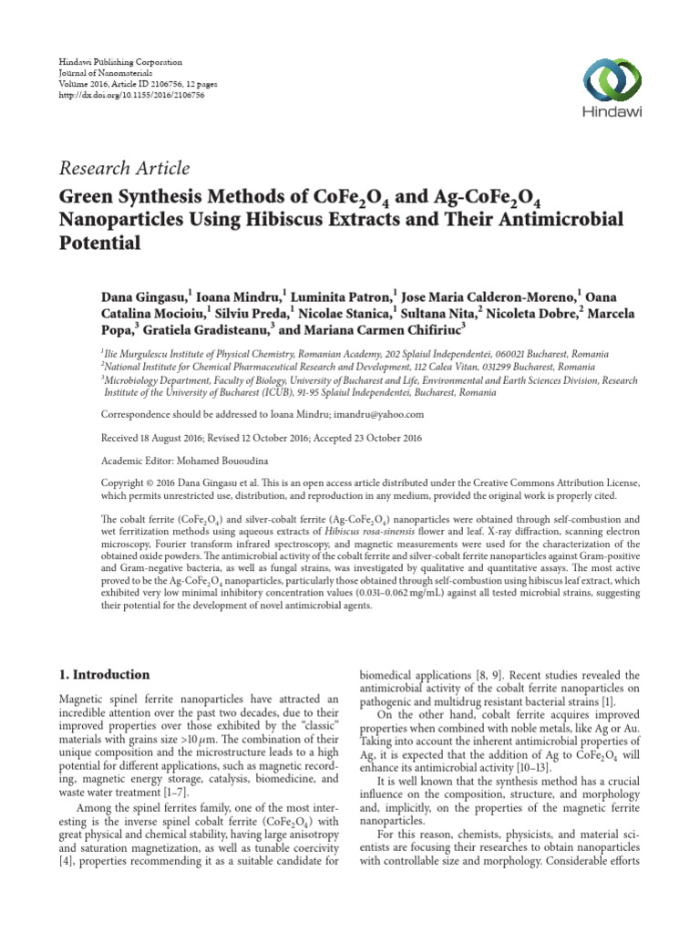 Green Synthesis of CoFe2O4 Nanoparticles | PDF | Nanoparticle ...