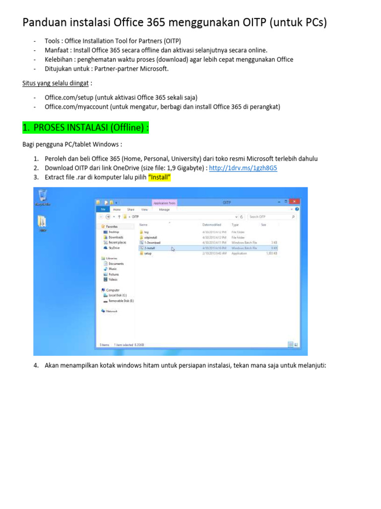 Panduan Instalasi Office 365 Menggunakan OITP (PCS) | PDF