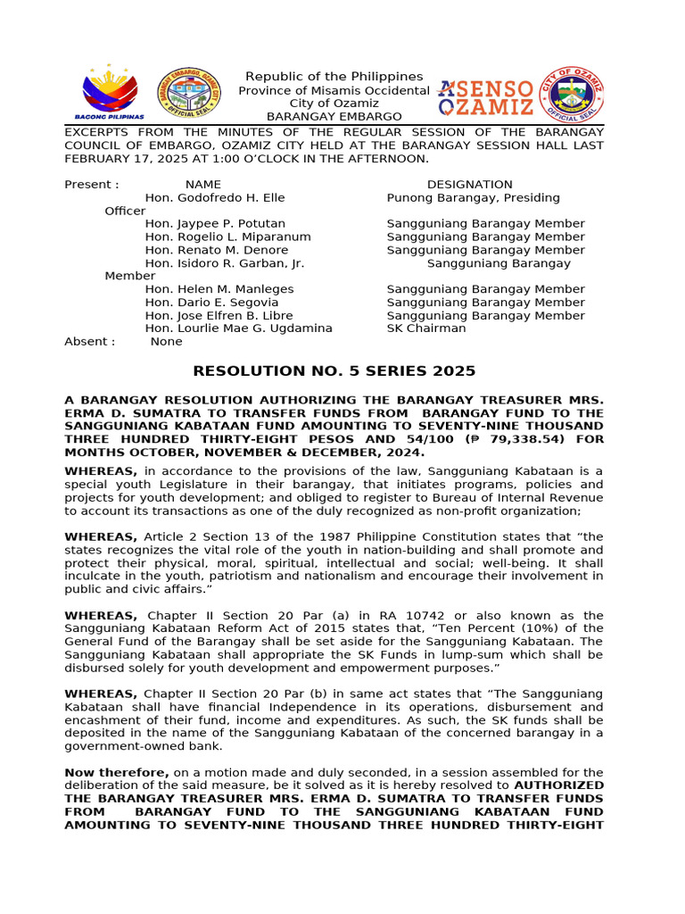 SK Fund Transfer Resolution 2025 | PDF | Government