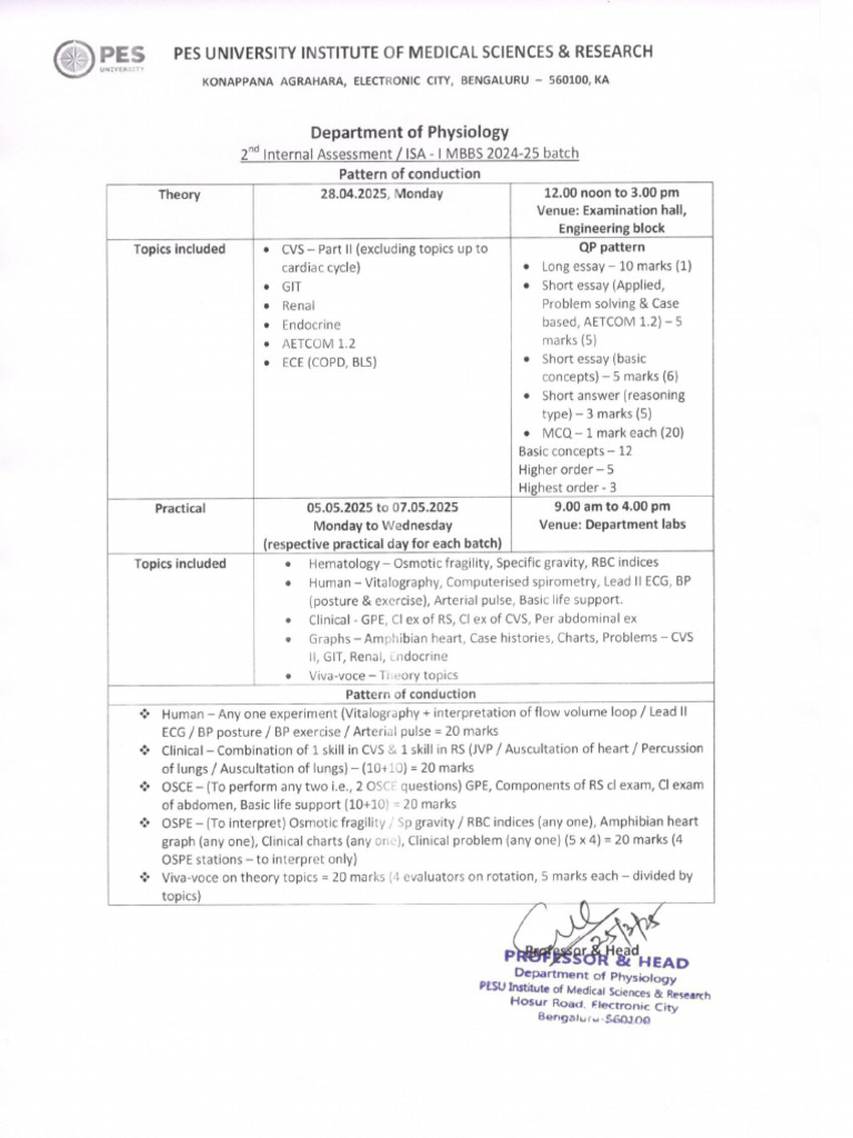 2nd Internal Assesment Pattern of Conduction - MBBS | PDF