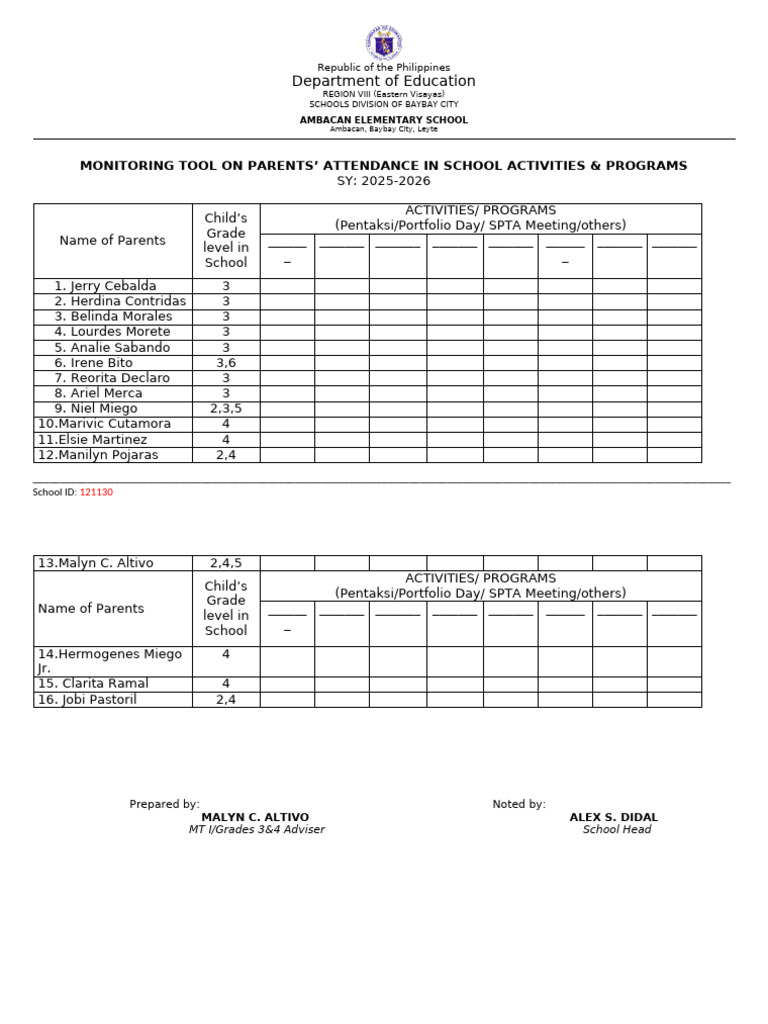 Parent Attendance Monitoring Tool | PDF | Chess Theory | Chess