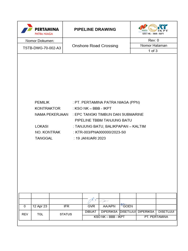 TSTB-DWG-70-002-A3 0 IFR Onshore Road Crossing | PDF | Fossil Fuels | Natural Gas