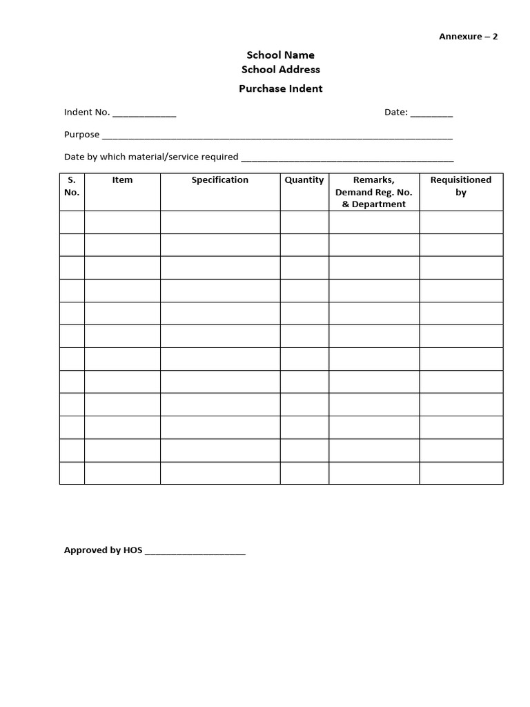 3) Annexure - 2 - Purchase Indent | PDF