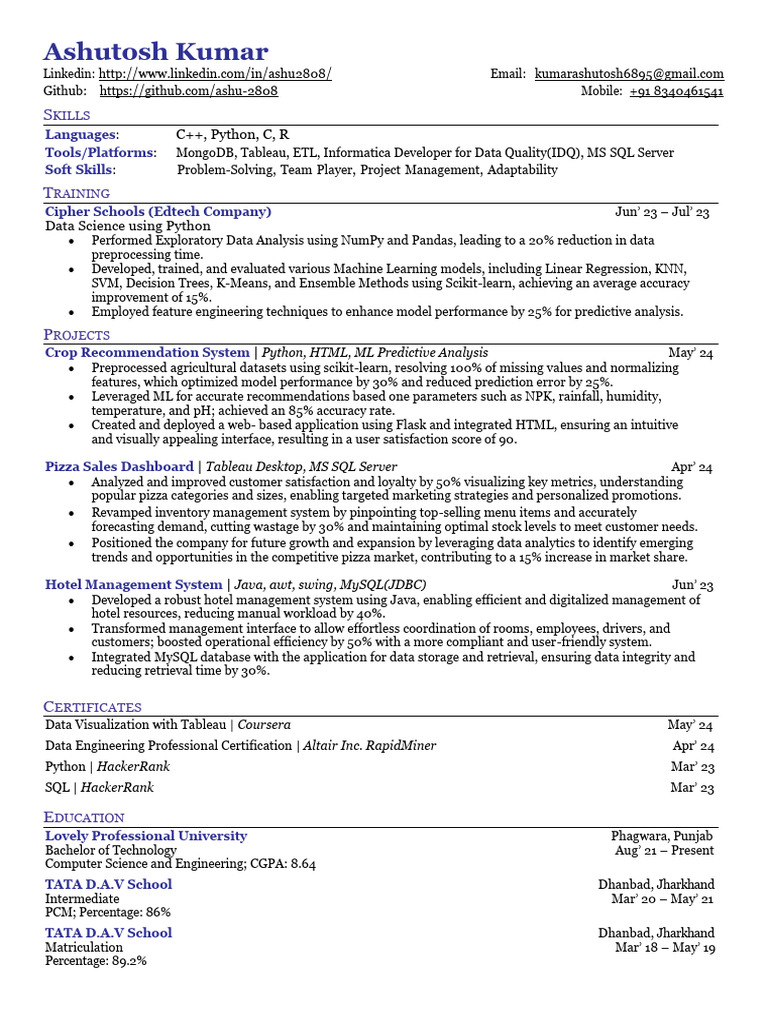 Ashutosh Kumar: C++, Python, C, R | PDF | Machine Learning | Predictive Analytics