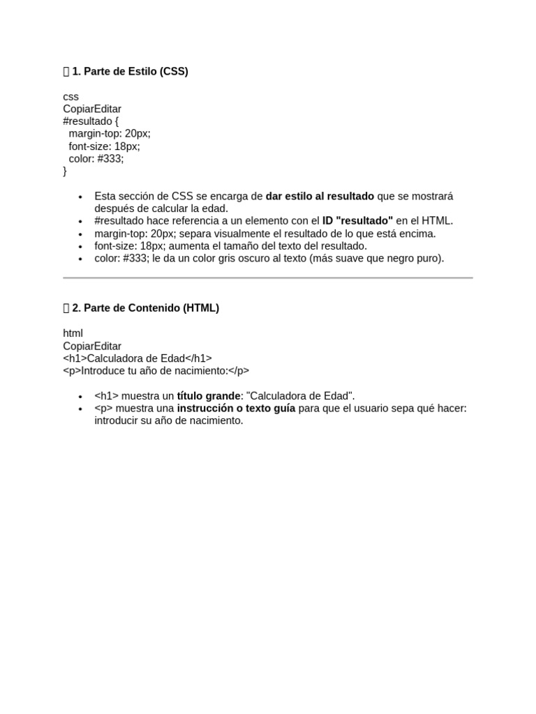 Estilo y Estructura de Calculadora de Edad | PDF