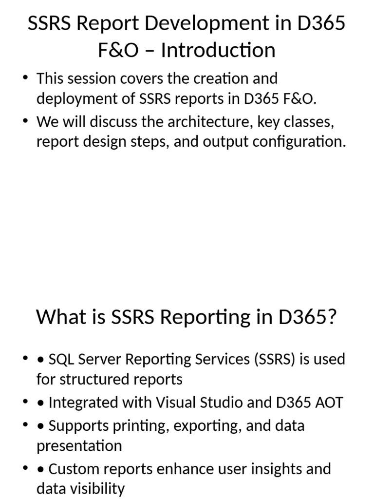SSRS Report Development D365FO | PDF