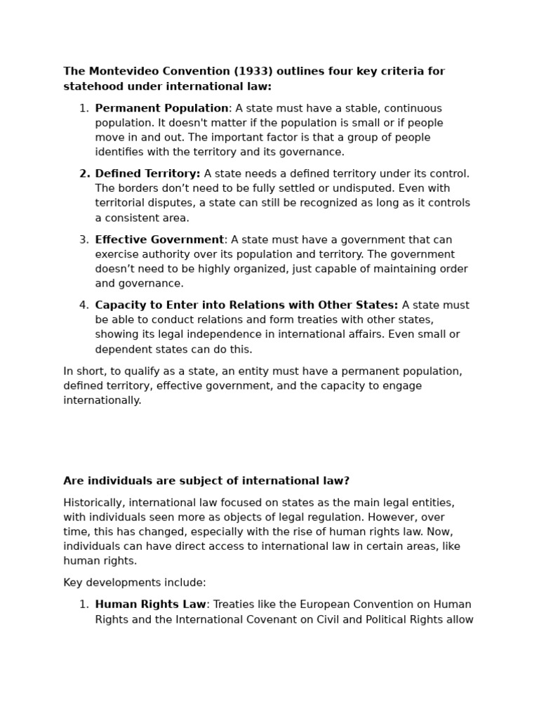 The Montevideo Convention | PDF | International Law | Human Rights