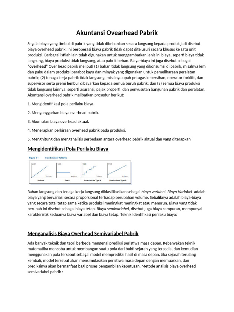 Akuntansi Biaya Overhead Pabrik | PDF