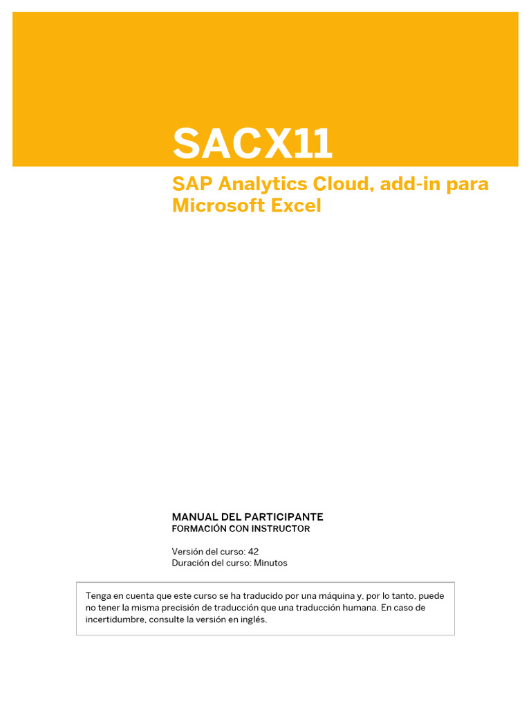 SACX11 Col42 SAP Analytics Cloud, Add-In para Microsoft Excel | PDF ...