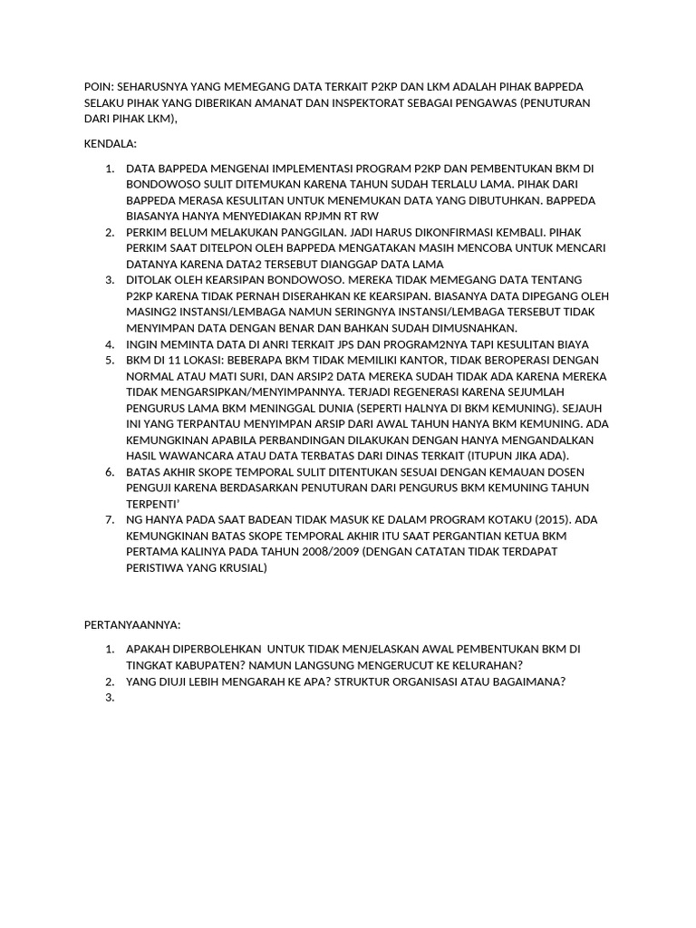 Kendala Pengelolaan Data P2KP di Bondowoso | PDF