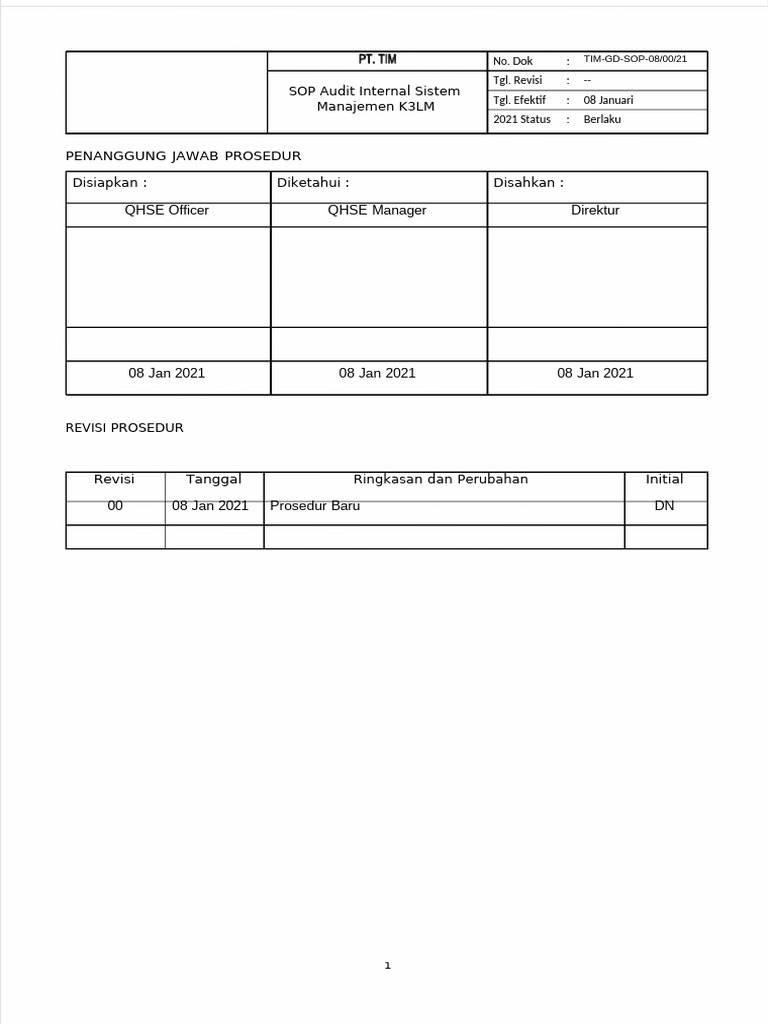 SOP Internal Audit | PDF
