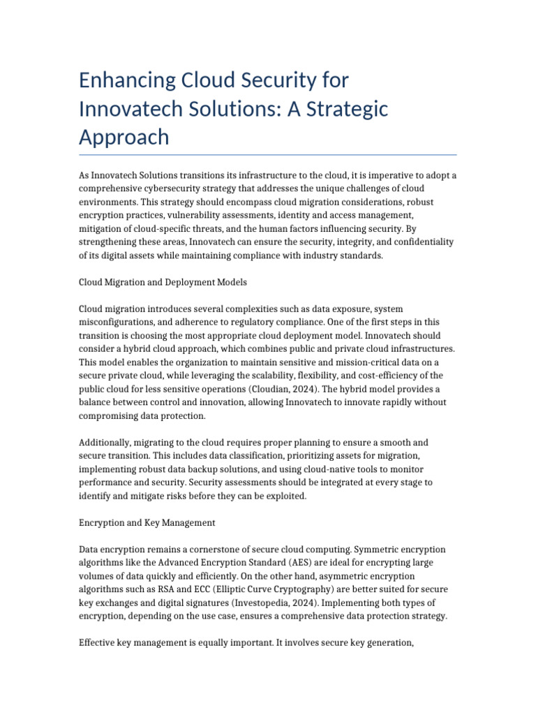Innovatech Cloud Security Strategy | PDF | Security | Computer Security