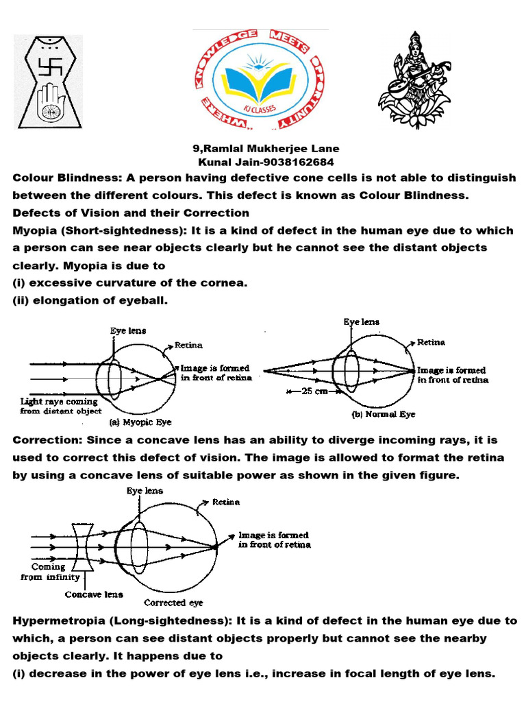 Eye Defects and Corrections Explained | PDF | Eye | Myopia