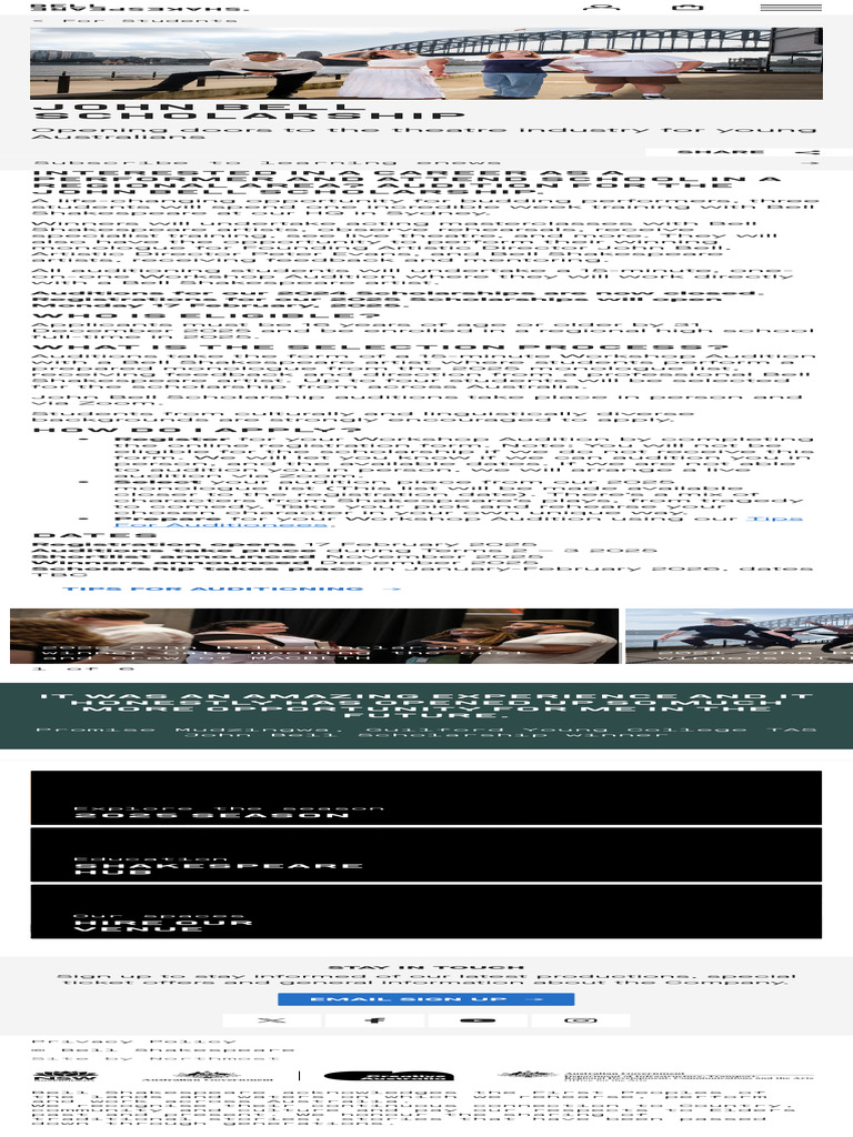 John Bell Scholarship Bell Shakespeare | PDF