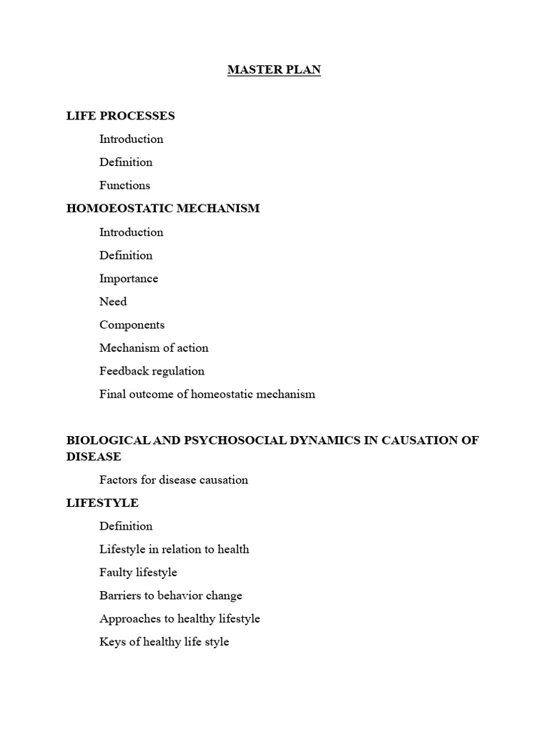 Master Plan for Health and Disease Dynamics | PDF