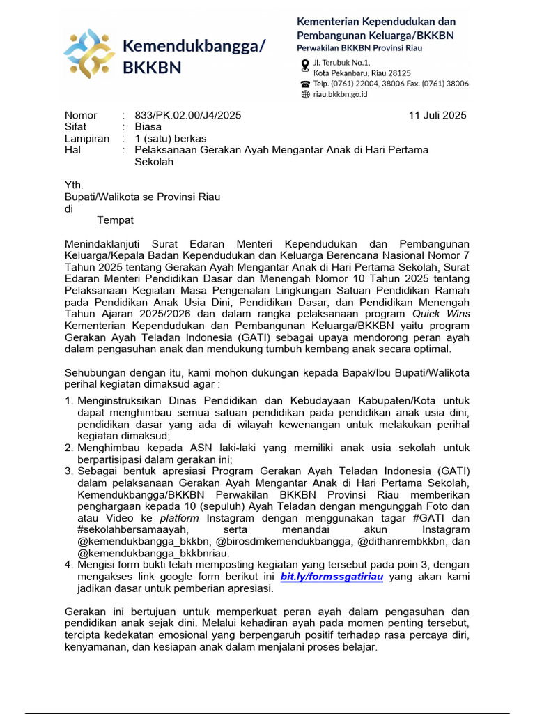 Gerakan Ayah Mengantar Anak Sekolah 2025 | PDF
