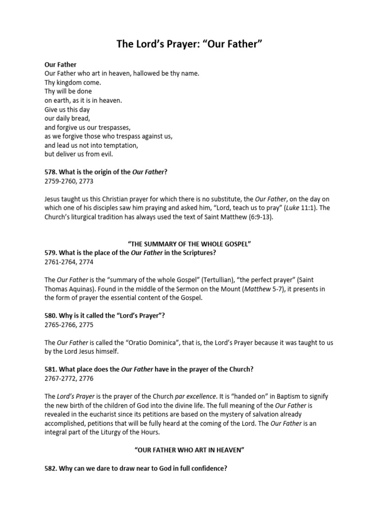The Lords Prayer CCC Compendium | PDF | Lord's Prayer | God The Father