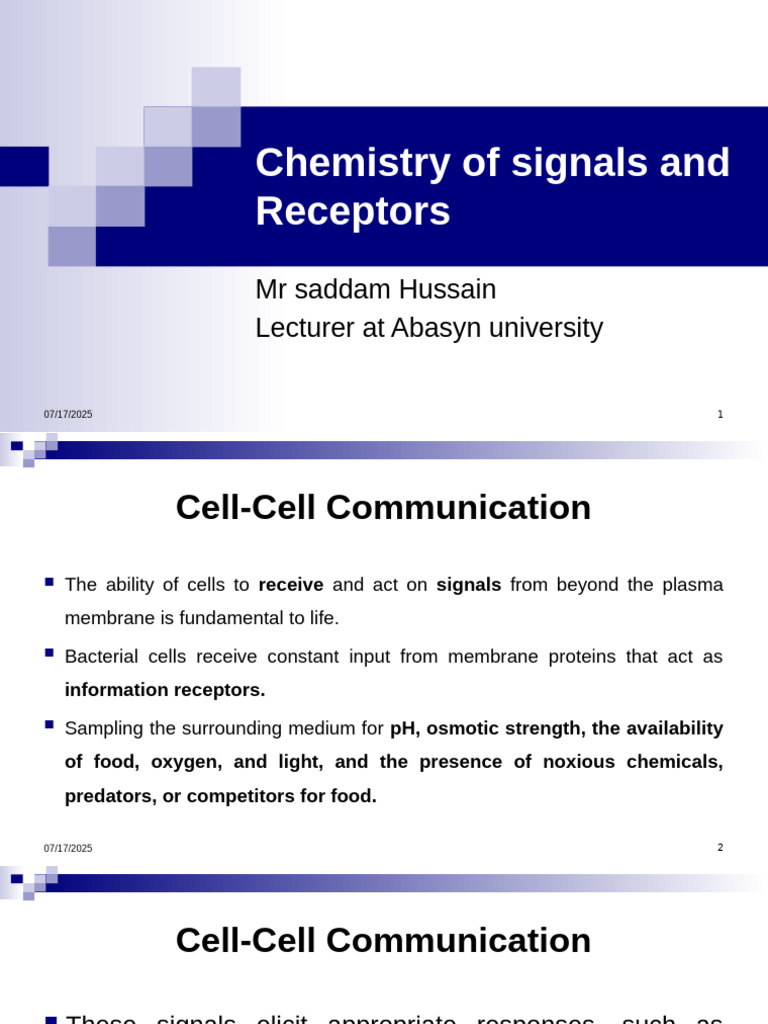 Cell Signaling and Receptor Mechanisms | PDF | Cell Signaling | Signal ...
