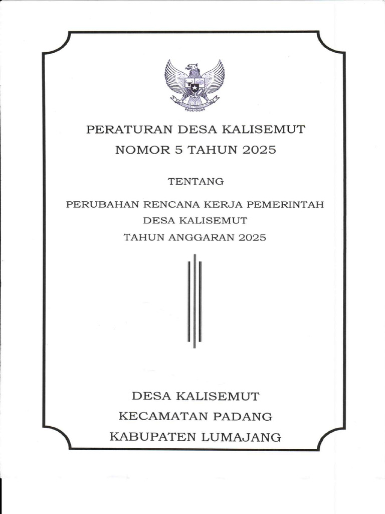 Perubahan Rkpdesa Kalisemut No 5 Tahun 2025 Fix | PDF