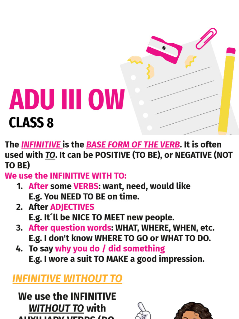 Adults III OW. Class 8 2025 | PDF | Verb | Grammar
