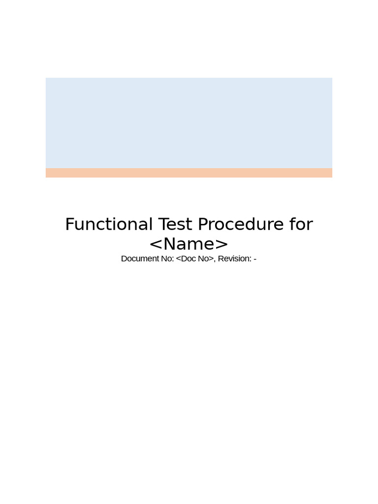 Functional Test Procedure Overview | PDF | Specification (Technical ...