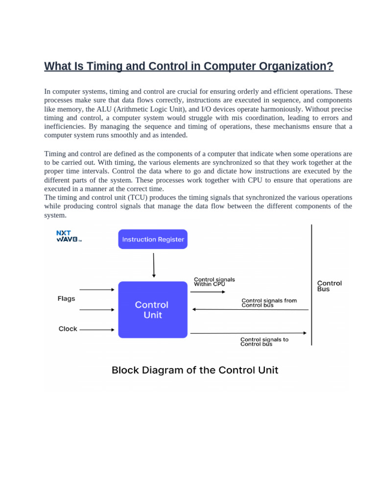 What Is Timing and Control in Computer Organization | PDF | Central Processing Unit | Input/Output