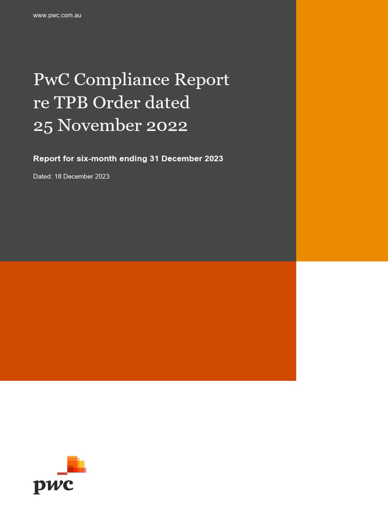 PWC TPB Compliance Report 18 December 2023 | PDF | Regulatory ...