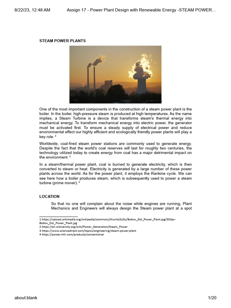 Renewable Energy Power Plant Design | PDF | Power Station | Steam