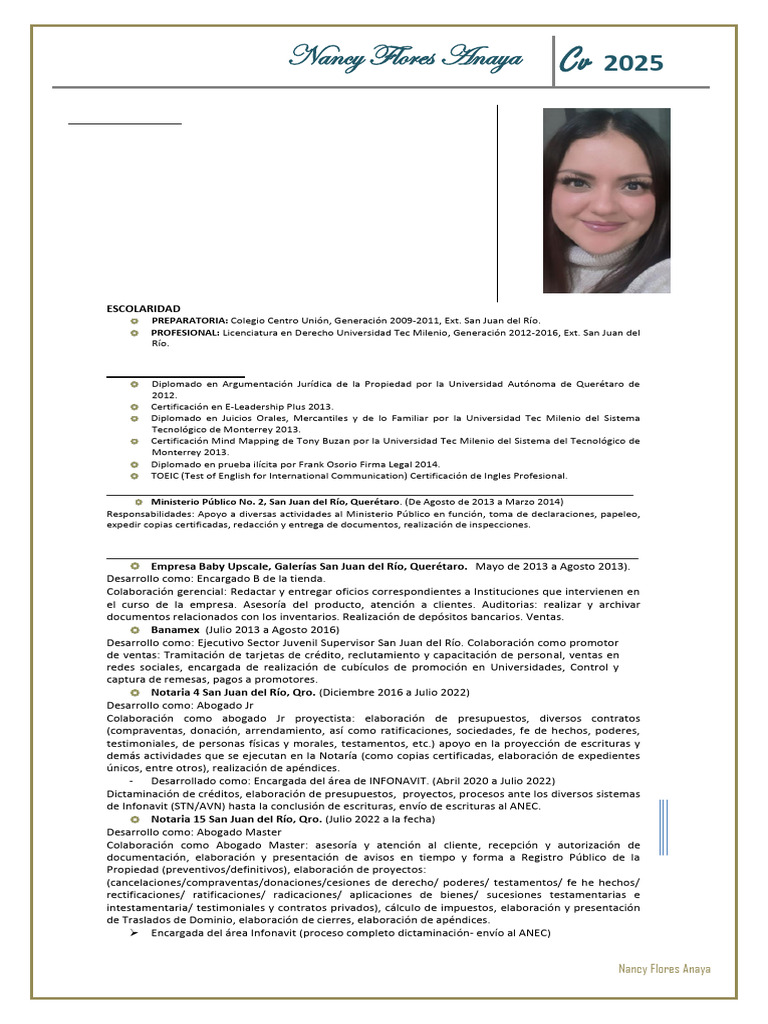 Curriculum Vitae de Abogada Nancy Flores | PDF