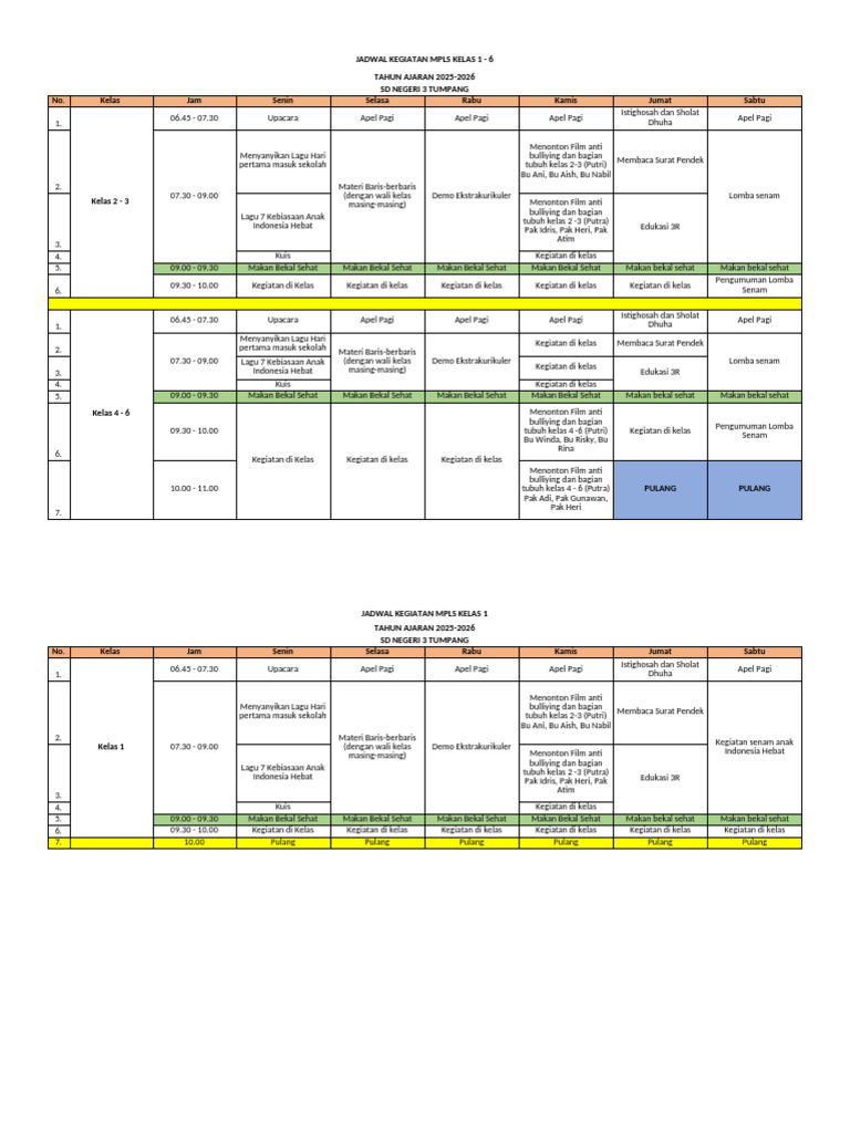 Jadwal MPLS 2025-2026 | PDF