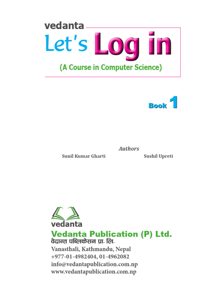 Vedanta Let's Log in Computer Book 1 Final (2078) | PDF | Computer Keyboard | Cursor (User ...