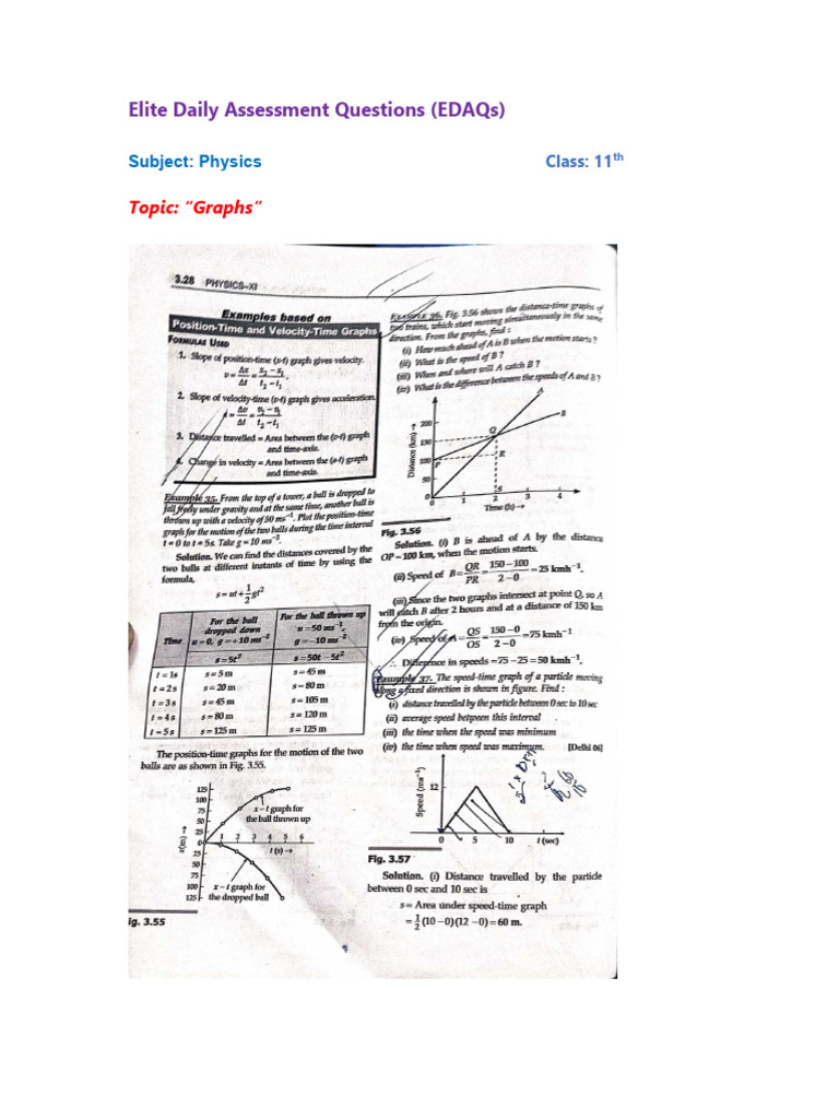 11th Grade Physics Graphs EDAQs | PDF