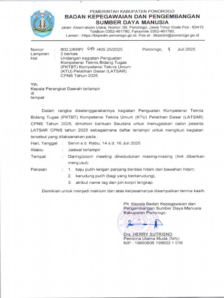 Undangan Kegiatan PKTBT KTU Rev | PDF