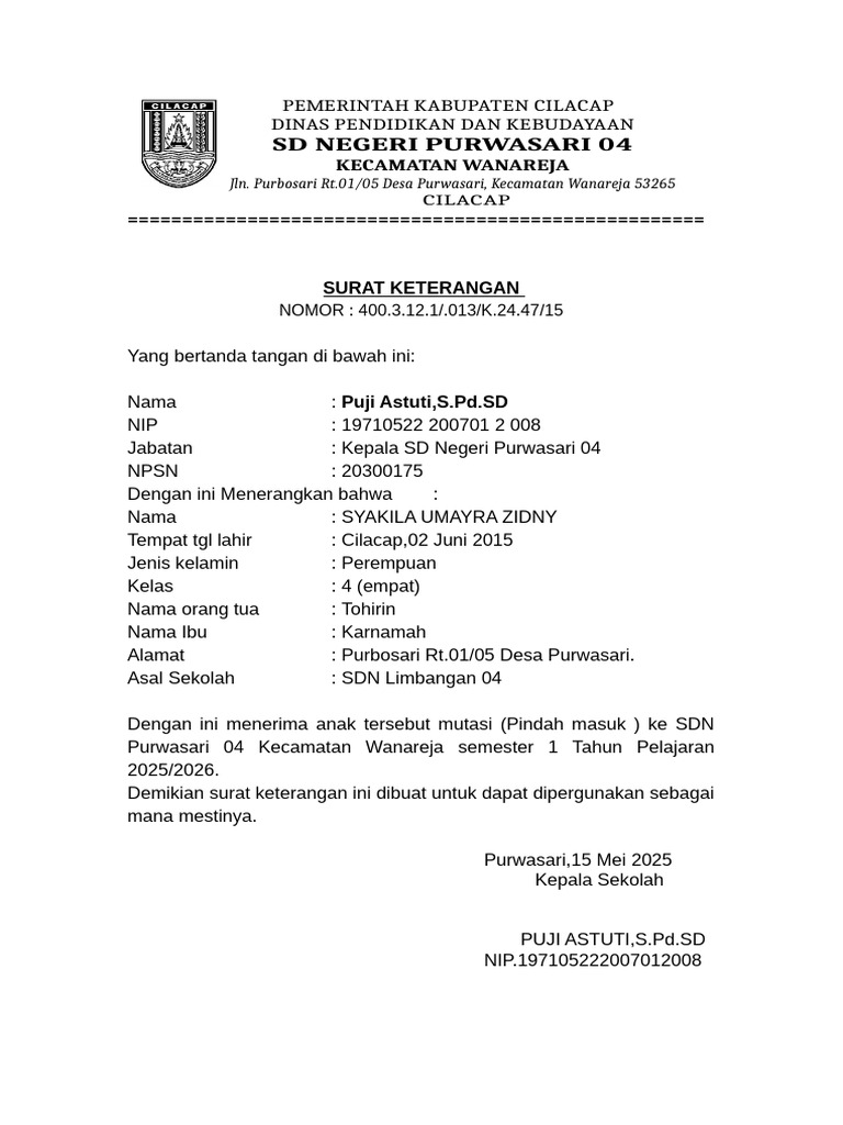 Surat Keterangan Diterima | PDF