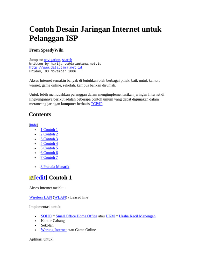Contoh Desain Jaringan Internet Untuk Pelanggan ISP | PDF