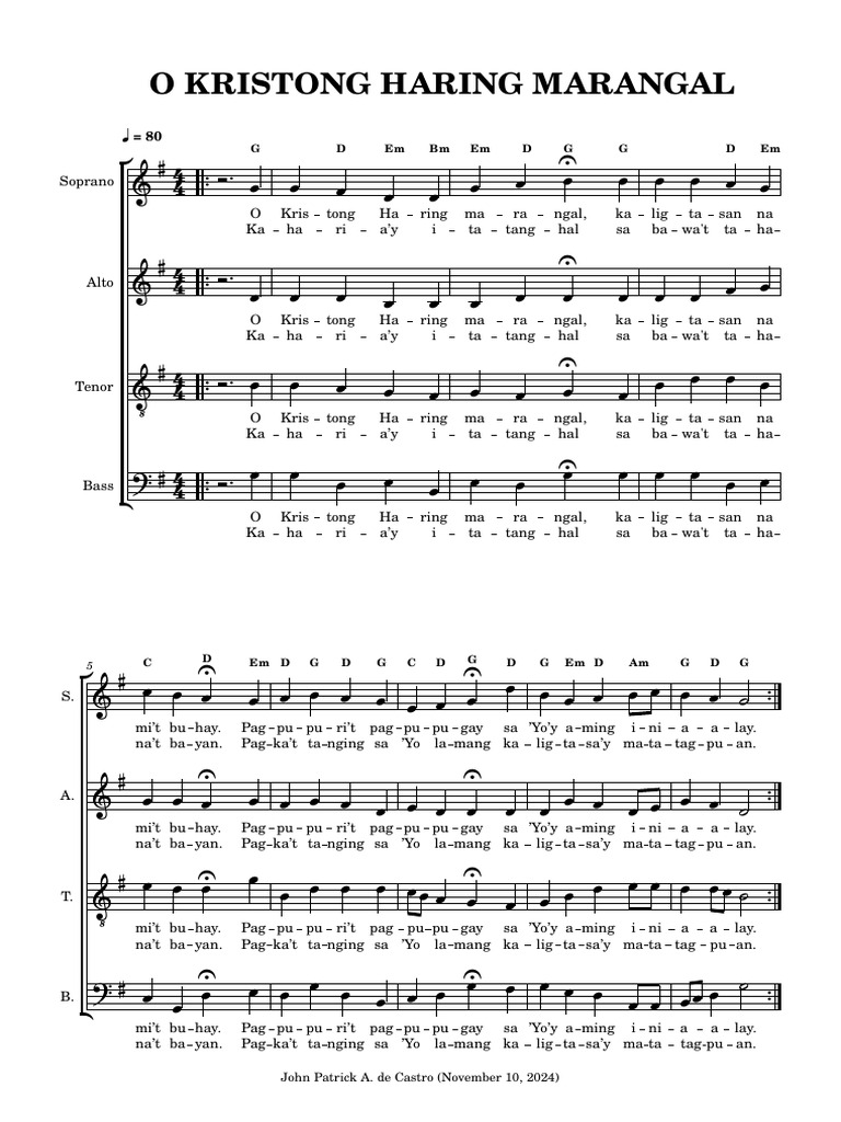 O Kristong Haring Marangal Chords | PDF