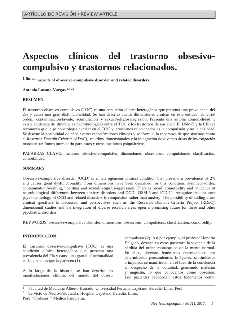 Aspectos clínicos del TOC y comorbilidad | PDF | Desorden obsesivo ...
