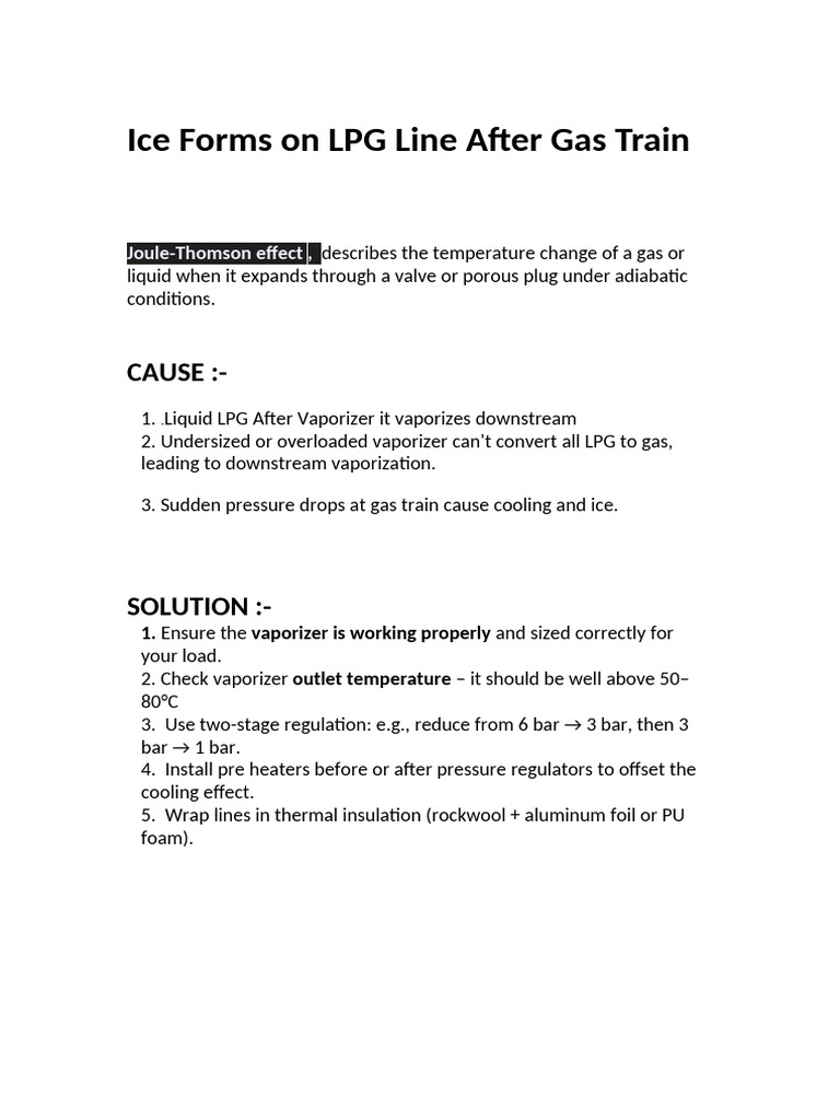 Ice Forms On LPG Line After Gas Train | PDF