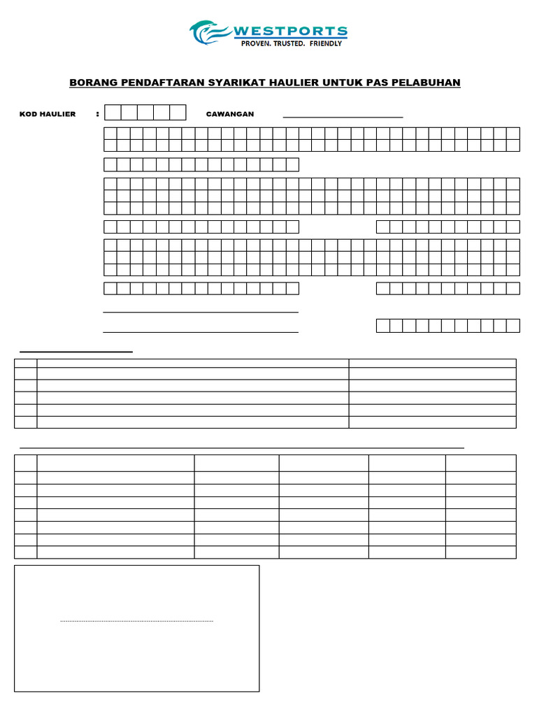 Westports - Borang Pendaftaran Syarikat Haulier v2 | PDF