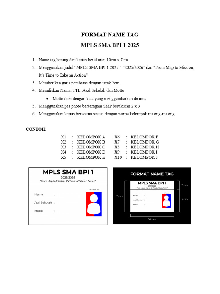Format Name Tag Peserta Mpls 2025 | PDF